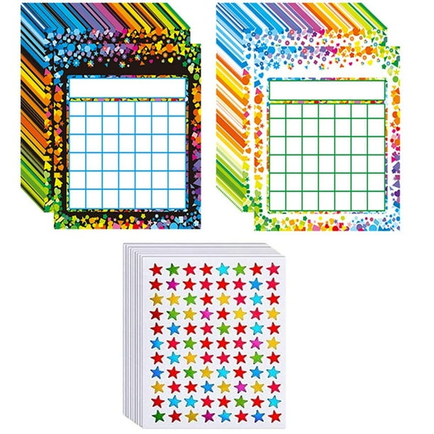 QJUHUNG 50 Sheets Classroom Incentive Chart with 960 Star Stickers ...