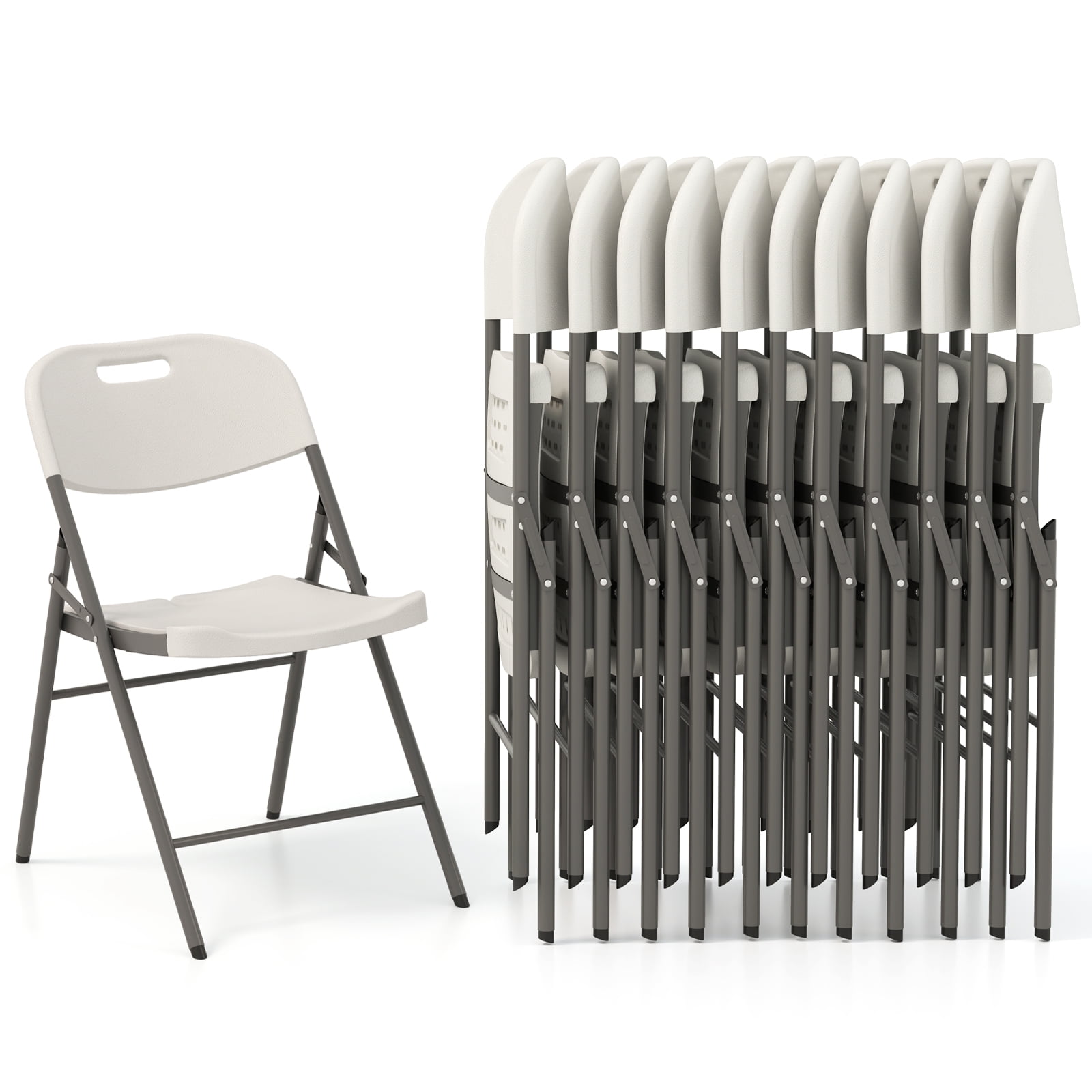 Patiojoy 12 Pack Folding Chairs Stackable Plastic Chairs With Waterproof Hdpe Seat