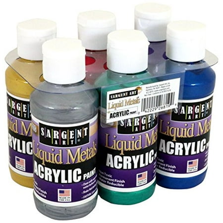 Sargent Art Metallic Acrylic Set, 4 Ounces x Set of 6 Assorted Colors ...
