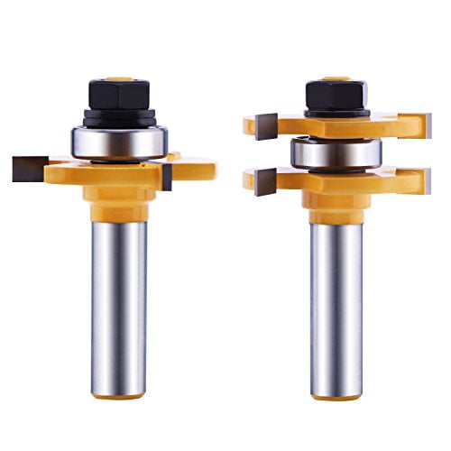 Tongue and Groove Router Bit Set (2 PCS) with 1/4 Inch Shank T Shape ...