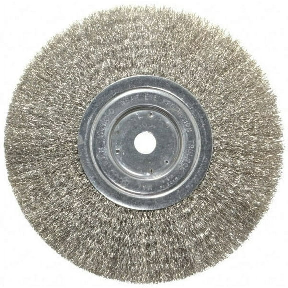 Weiler Narrow Face Crimped Wire Wheel, 8 in D x 3/4 W, .006 Stainless ...