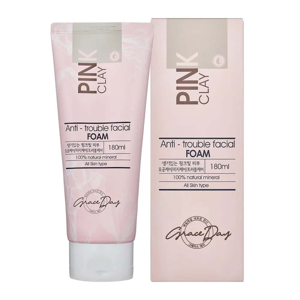 Grace Day Pink Clay Anti Trouble Facial Cleansing Foam 180ml - Walmart.com