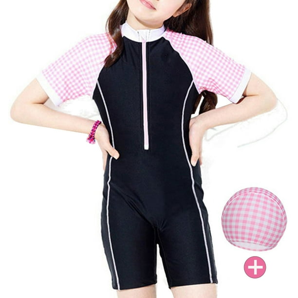 GYRATEDREAM Little Big Teen Girls Zip Up One Piece Rashguard Bathsuit ...