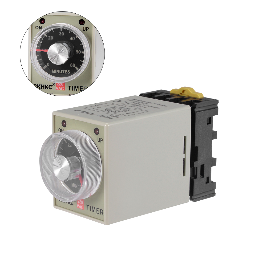 AC220V 60M 8 Terminals Range Adjustable Delay Timer Time Relay AH3-2 ...