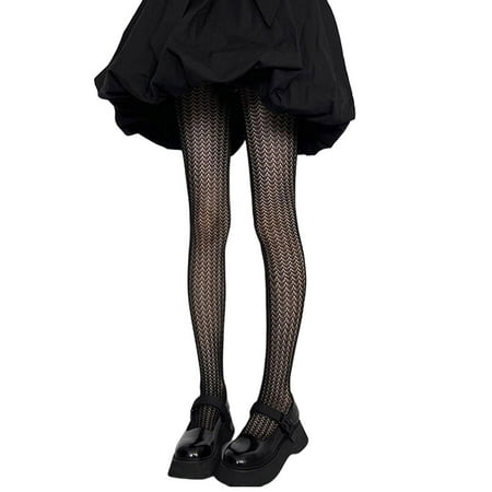 Women Dark Goth Black Fishnet Pantyhose Harajuku Hollow Out Geometric ...