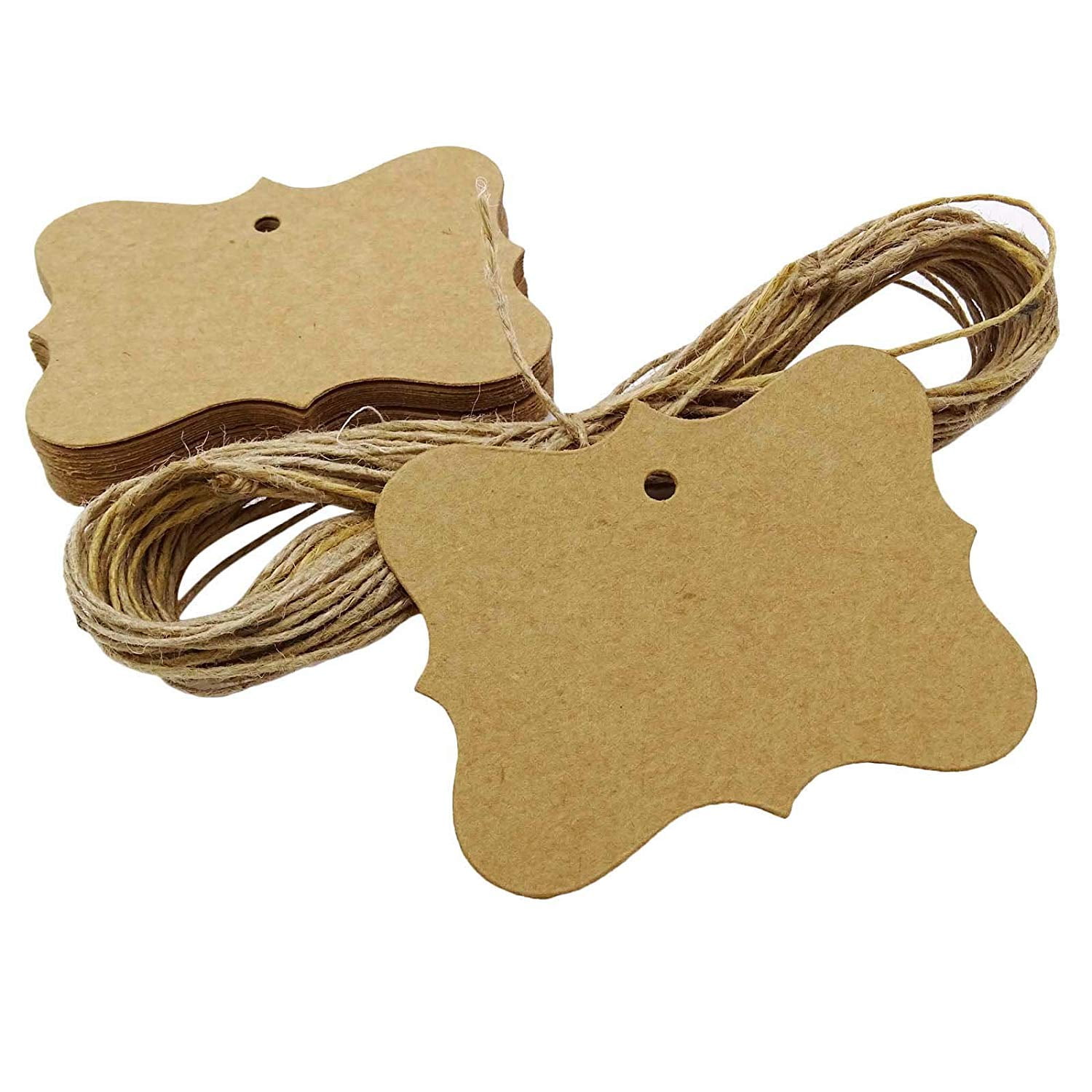 100 PCS Kraft PaperÂ Gift TagsÂ Bonbonniere Wedding Favor Brown Hang ...