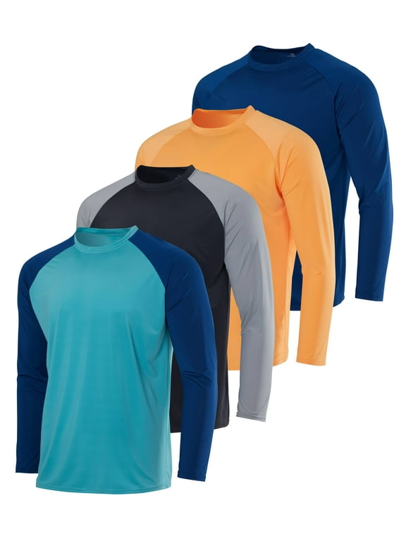 Real Essentials 4-Pack Men’s UPF 50+ Sun Protection Rash Guard Shirts ...