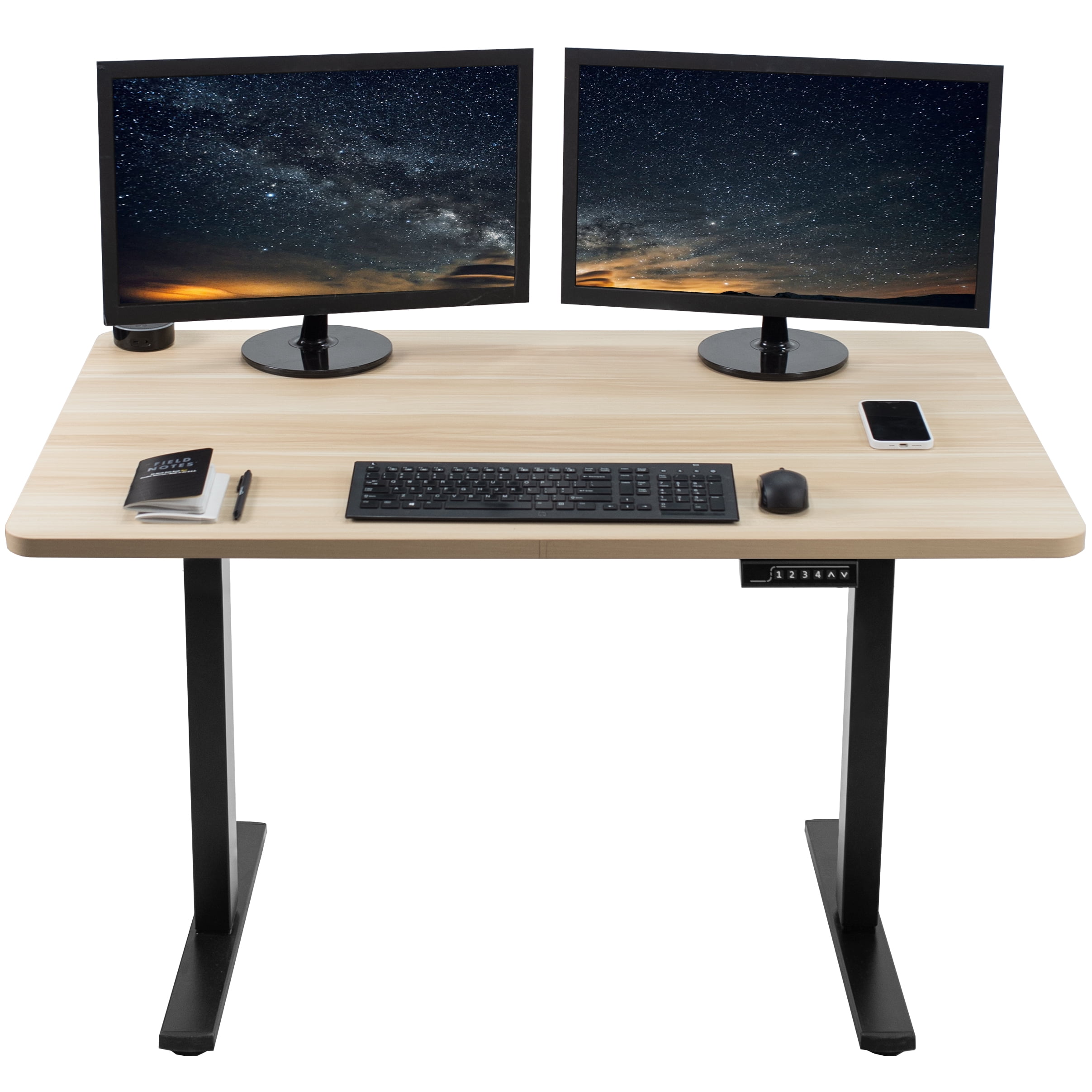 VIVO Electric 48" x 30" Stand Up Desk, Light Wood Table Top, Black ...