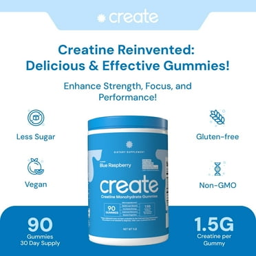 Create Blue Raspberry Creatine Gummies – 1.5g Creatine Monohydrate ...