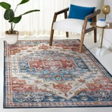 SAFAVIEH Tucson Melvin 9' x 12' Blue/Rust Traditional Area Rug, Machine ...