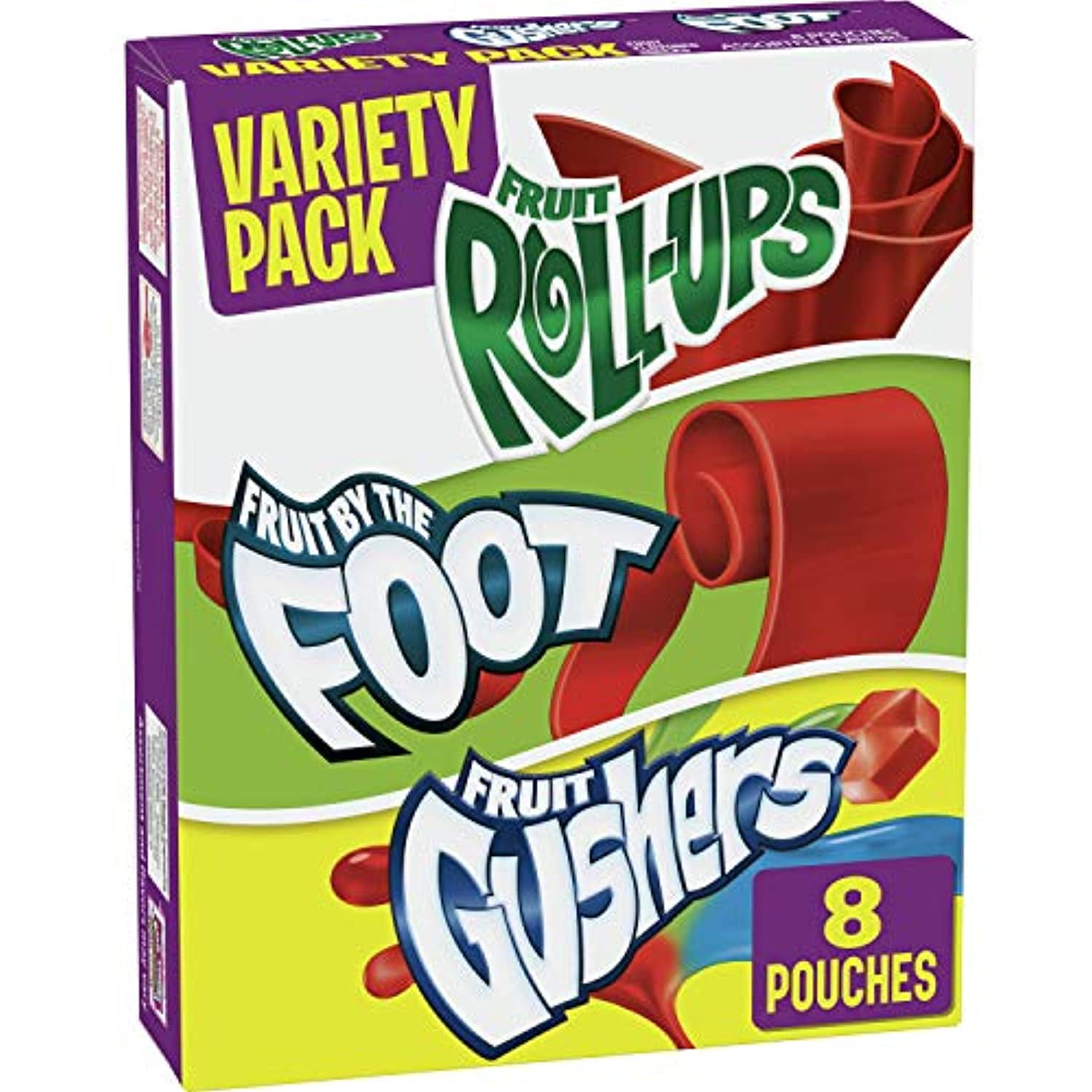 Fruit Snacks Variety Pack Fruit Roll Ups Fruit By The Foot Gushers 8 Count