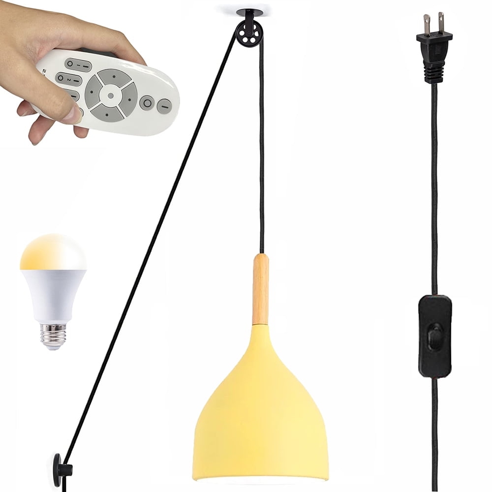 FSLiving Swag Handing Pulley Design Pendant Lamp with 15ft Plug-in UL ...