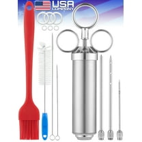 Heavy Duty Stainless Steel Meat Injector Kit, 2 oz Turkey Flavor ...