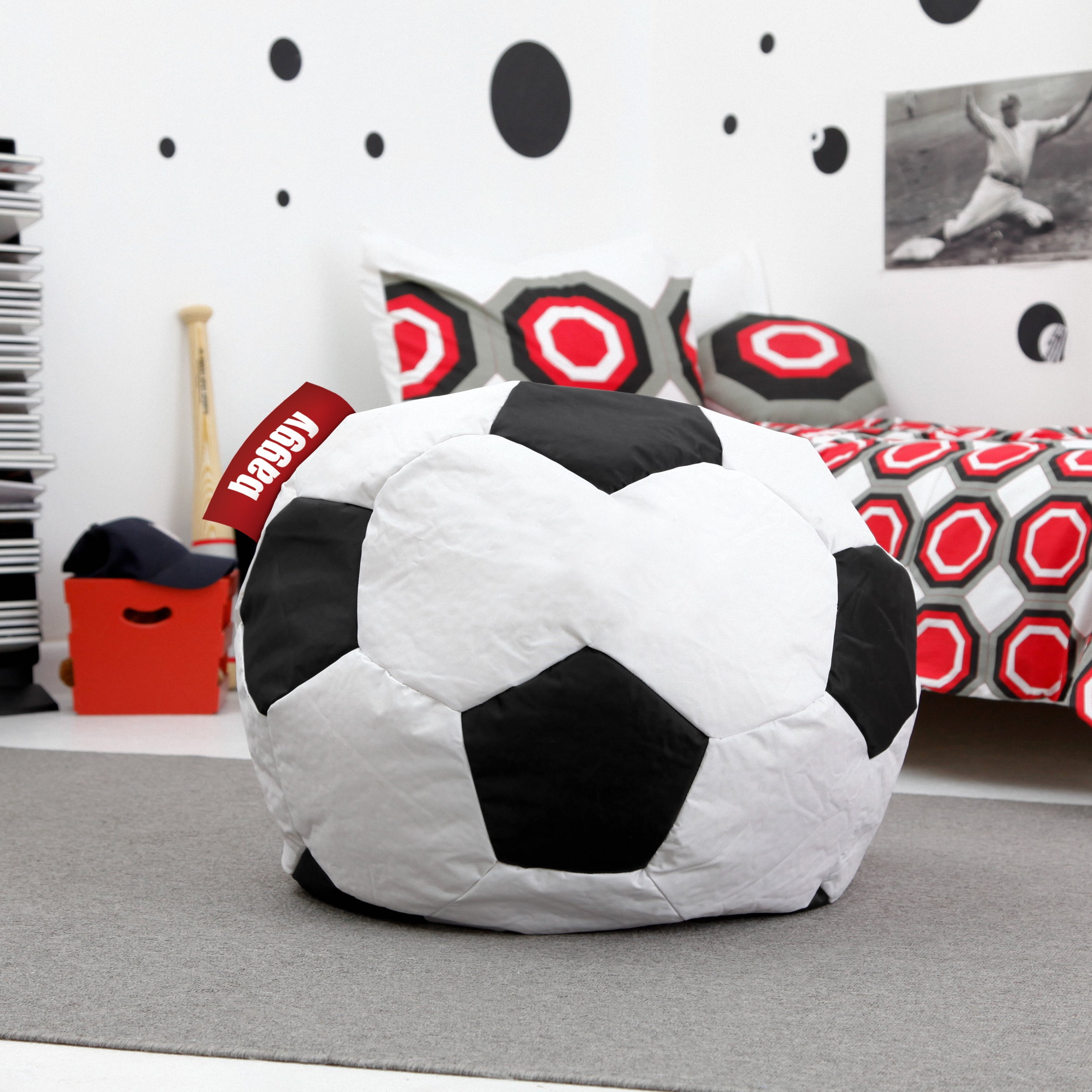 Puff Baggy Soccer Puff Negro 90 x 90 x 60 cm Baggy Puff Baggy Soccer ...