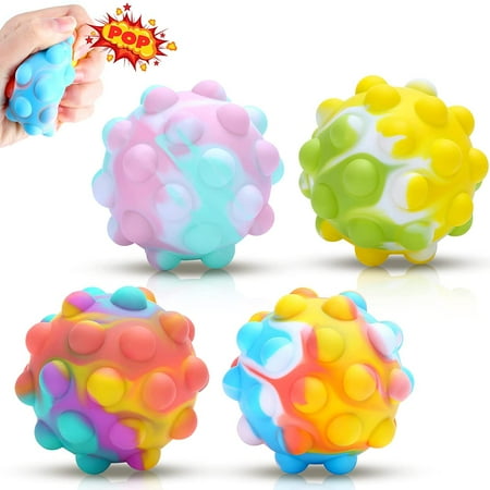 4 Pack Pop Stress Balls Fidget Toys, Fidget Ball Pop Squeeze Ball, Push ...