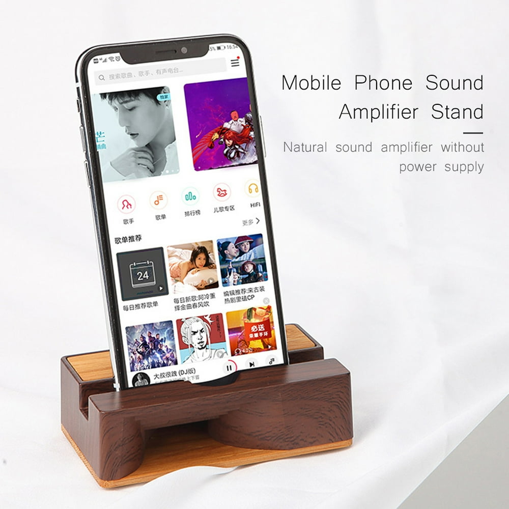 Dcenta Mobile Phone Sound Amplifier Stand Wooden Cell Phone Stand with ...