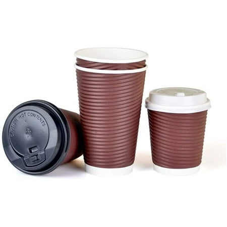 HSD HSD posable Paper Cups – Strong and Airtight Black Lid and Straw ...