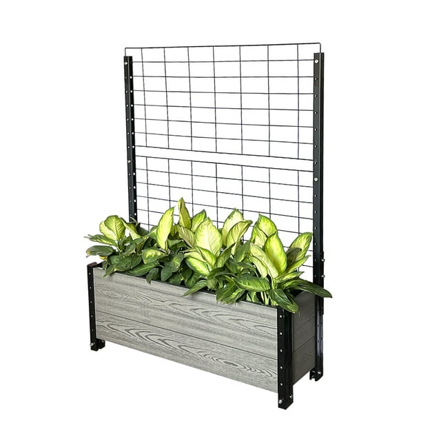 Everbloom K2105G Trough 36" x 12" x 50" Gray Wood and Steel Planter Box ...
