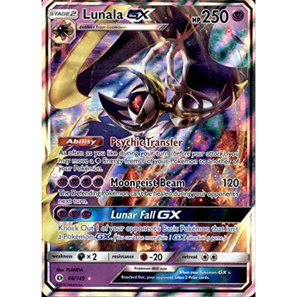Pokemon Sun And Moon Base Set Ultra Rare Holo Lunala Gx 66