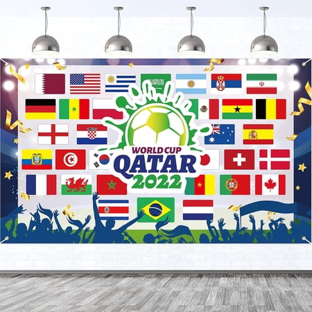 2022 World Cup 32 Countries Flag Backdrop For Soccer Party Decoration ...