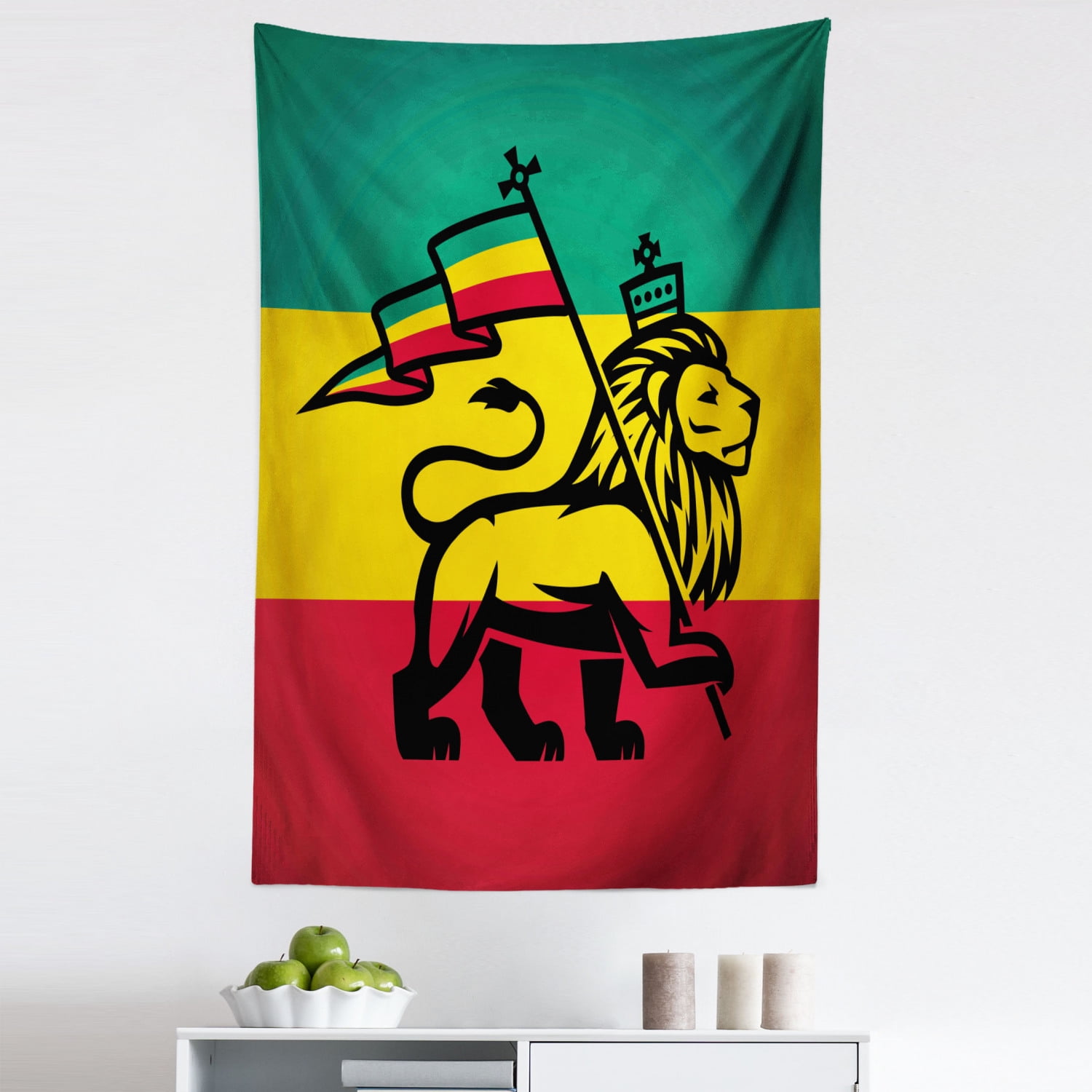 Rasta Tapestry, Judah Lion a Rastafari Flag Jungle Reggae Theme Art ...