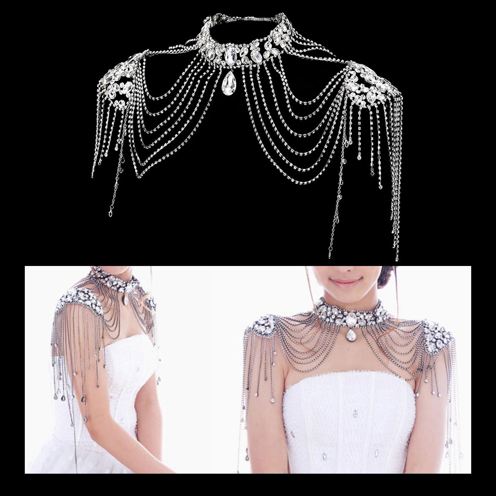 1 Piece Boho Layered Rhinestone Shoulder Chain Necklace Luxury Gift ...