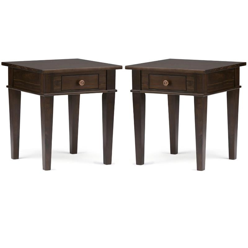 Home Square 2-Piece Wood 18" Square Transitional End Side Table Set in ...