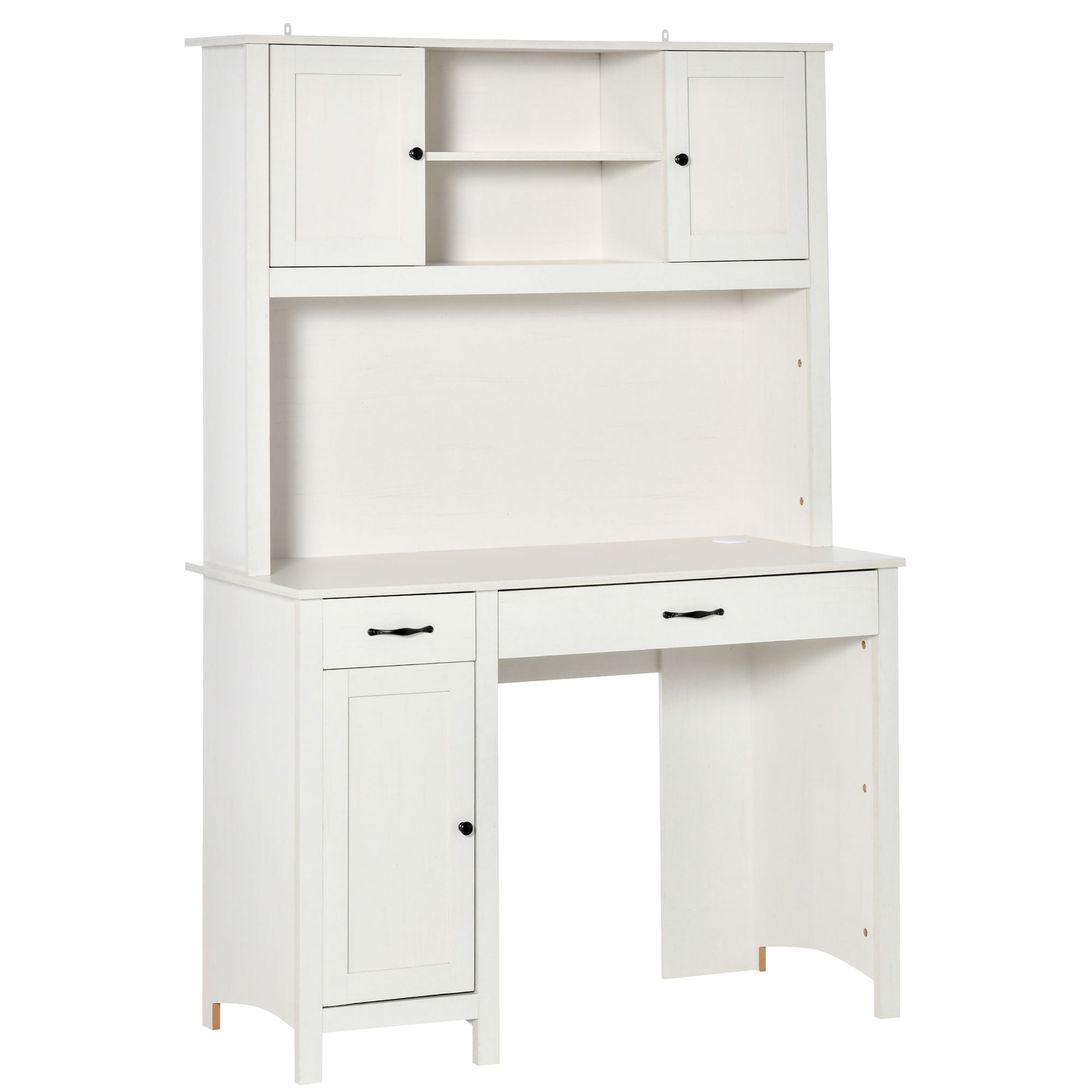HOMCOM Computer Desk with Hutch, Home Office Workstation with Storage ...