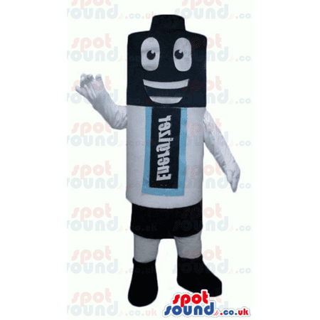 Black and white smiling energizer battery - Mascots-Mascots object ...