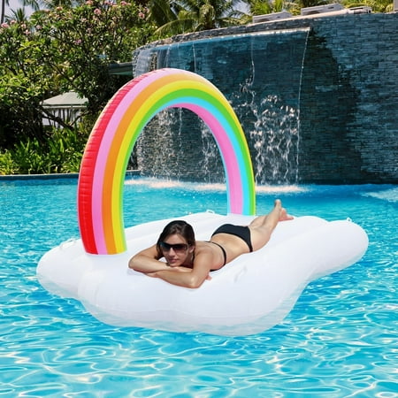 Pool Floaties for Adults Pool Toys Inflatable Pool Float Kids Beach Toys Giant Rainbow Pool ...