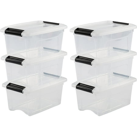 Iris Ohyama, Set of 6, Storage boxes, 5 L, with snap closure, stackable ...