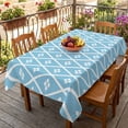 Boho Blue White Plaid Line Table Cloth 52x70in, Waterproof Rectangle ...