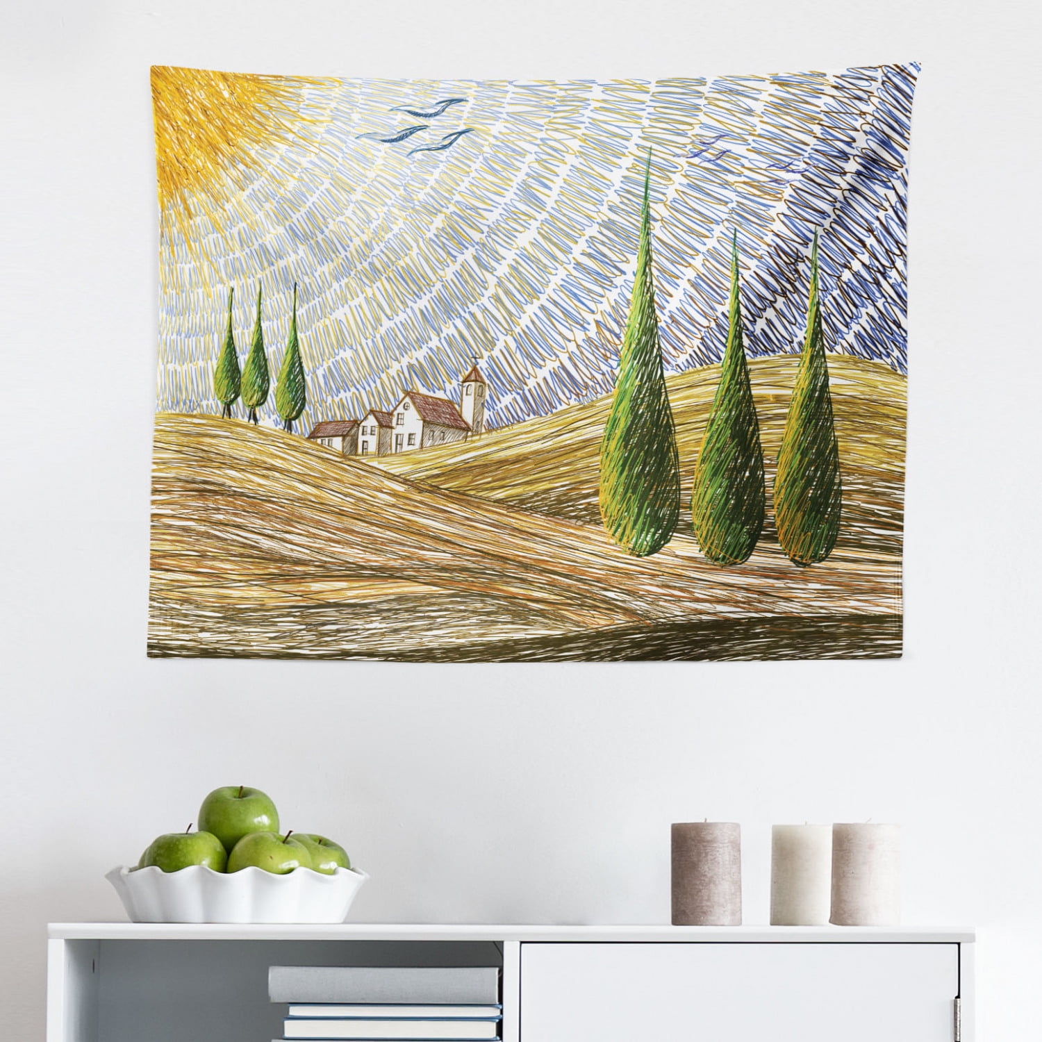 Italian Tapestry, Photo of Mediterranean Rural in The Valley with a ...