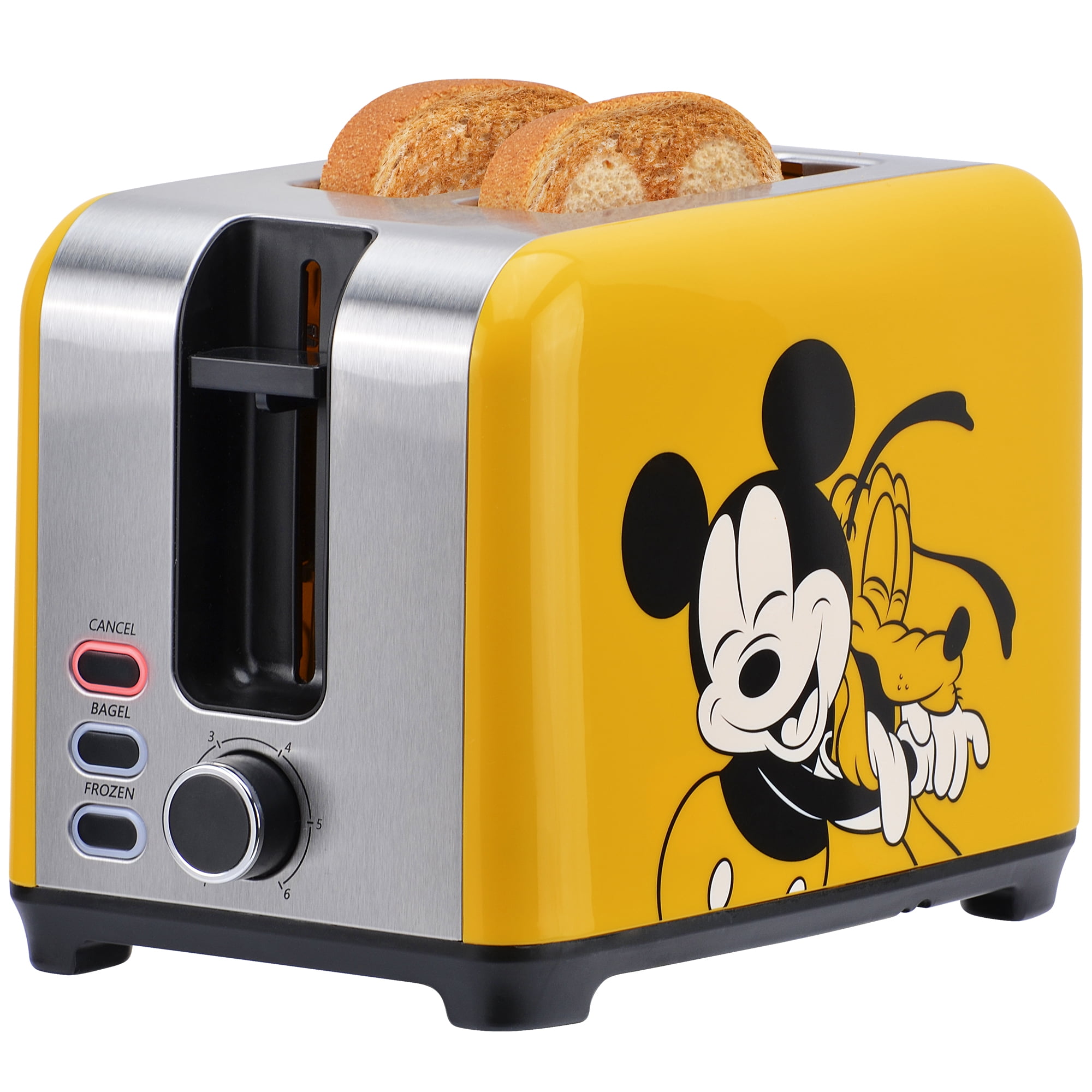 Disney Mickey and Pluto 2-Slice Toaster, Yellow, DSC-23 - Walmart.com