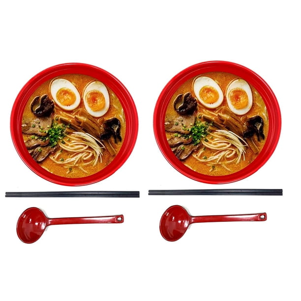 TJ Global 48 Ounce Red and Black Large Melamine Japanese Ramen Noodle ...