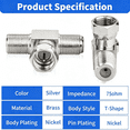 GJX Type Splitter 3 Way Connector F Male to Dual F Female Coaxial ...