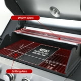 Nice Cooker 4-Burner Propane Gas Grill, 46,790 BTU, Porcelain Cast Iron ...