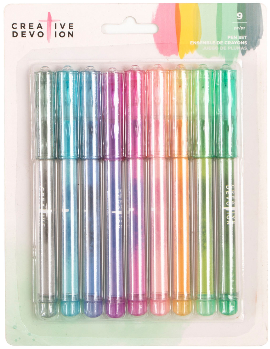 Creative Devotion Fineliner Water Soluble Pens 9/Pkg-Assorted Colors ...