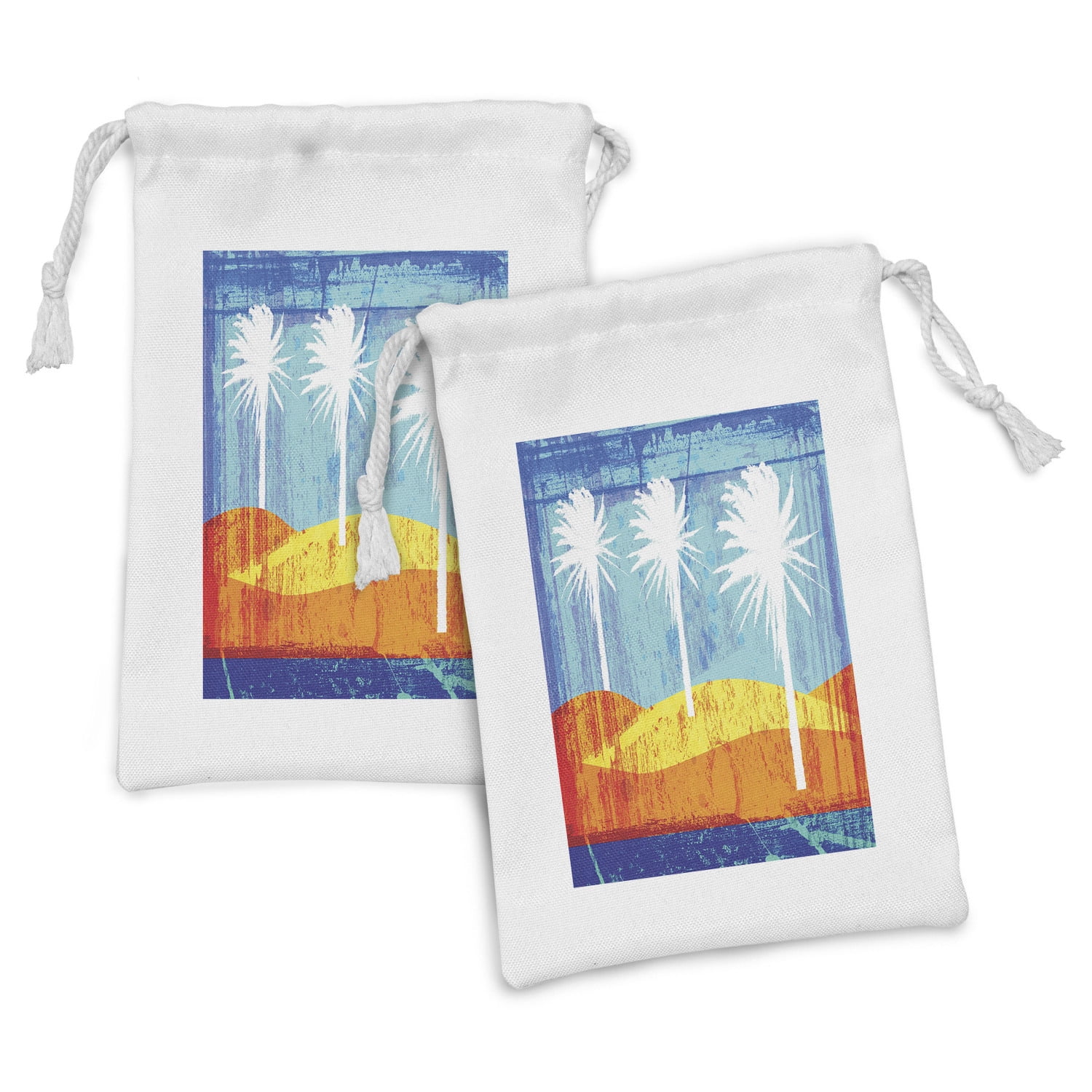 Burnt Orange Fabric Pouch Set of 2, Contemporary Motley Stained ...