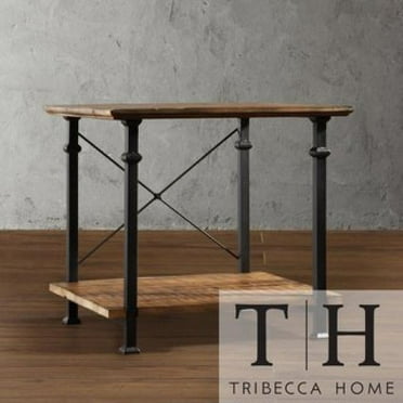 Weston Home Rustic Metal Base End Table with Natural Edge Table Top and ...