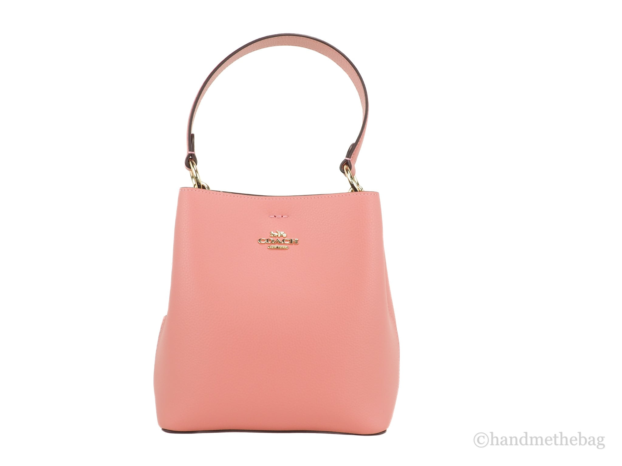 Coach (1011) Small Taffy Pink Pebbled Leather Town Bucket Crossbody ...