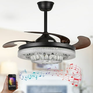 FINE MAKER 42" Crystal Ceiling Fan with Light Remote Chandelier with ...
