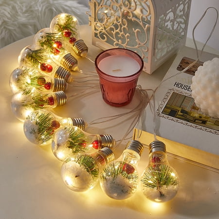 10 LED 4 meters Christmas pine needles silver bulb lamp string [warm ...