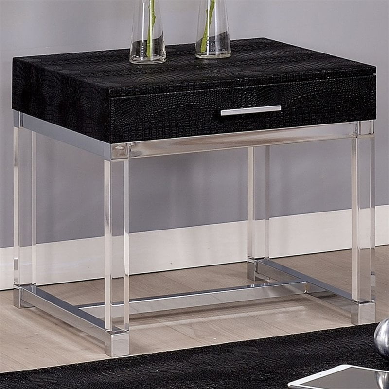 Furniture of America Romano Contemporary Metal End Table in Black ...