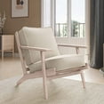 BELLEZE Maximus Accent Chairs Set of 2, Wood Frame Linen Arm Chairs, Beige - Walmart.com