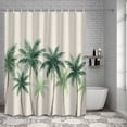 Beach Palm Tree Shower Curtain, Country Vintage Coastal Green Botanical ...