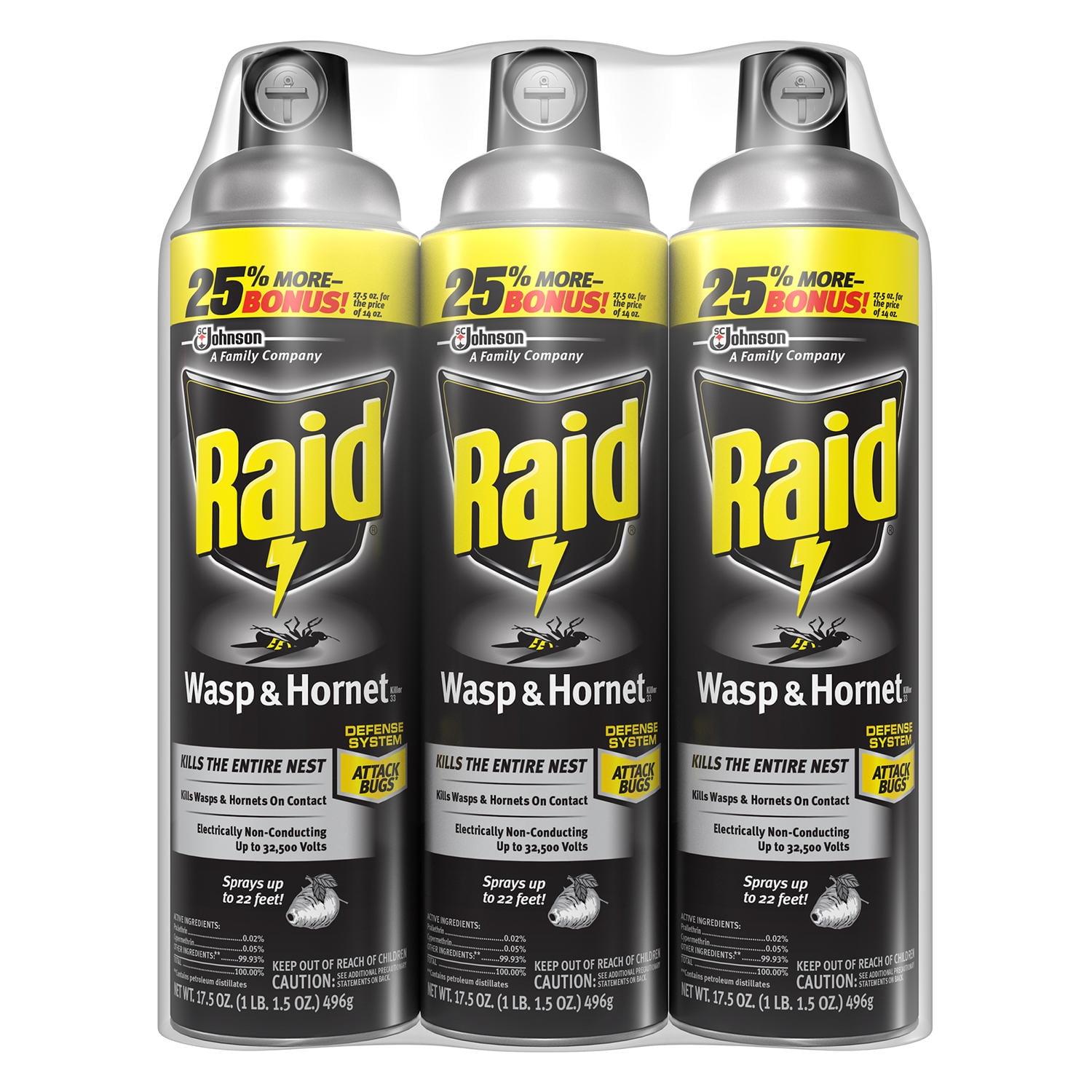 Raid Wasp & Hornet Killer 3ct, 17.5 oz - Walmart.com