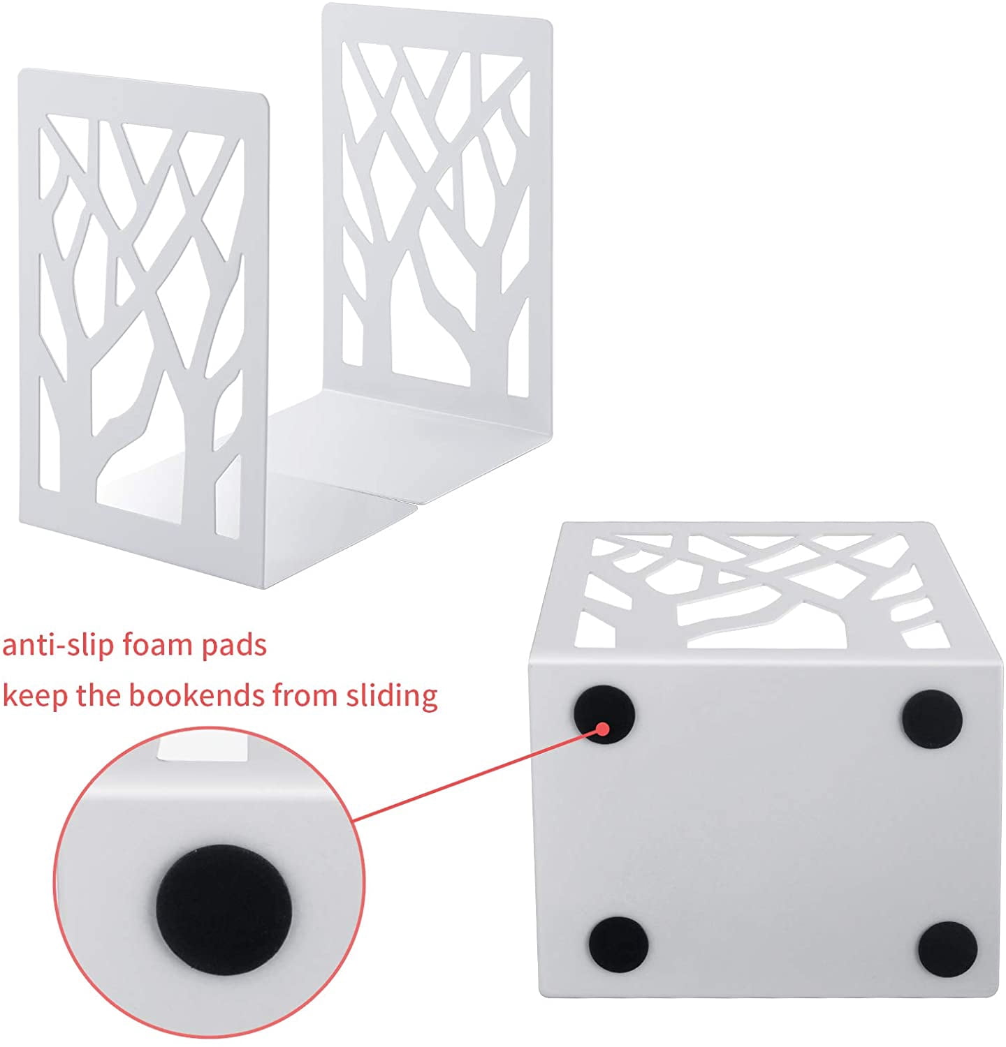 Buy 2 Pairs Book Ends, MSDADA Desk Bookends Heavy Duty, Book Ends ...