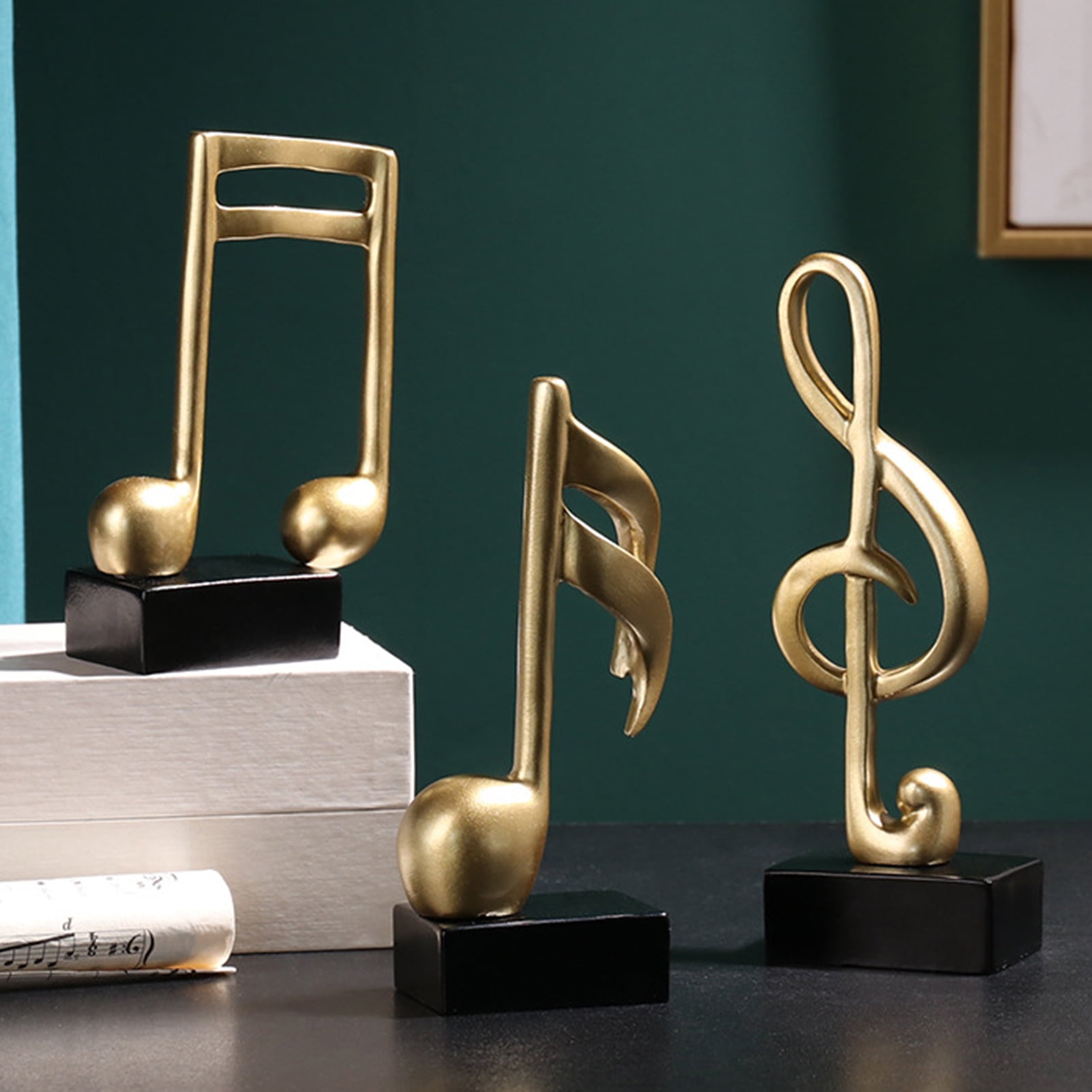 Golden Musical Note Figurine Handicraft- Piano Ornament for Living Room ...