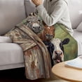 Farmhouse Fleece Throw Blanket Cow Horse Donkey Countryside Vintage ...